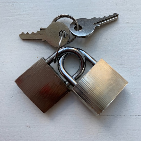 Vintage | Storage & Organization | Set Of Two Small Steel Padlocks Keys ...